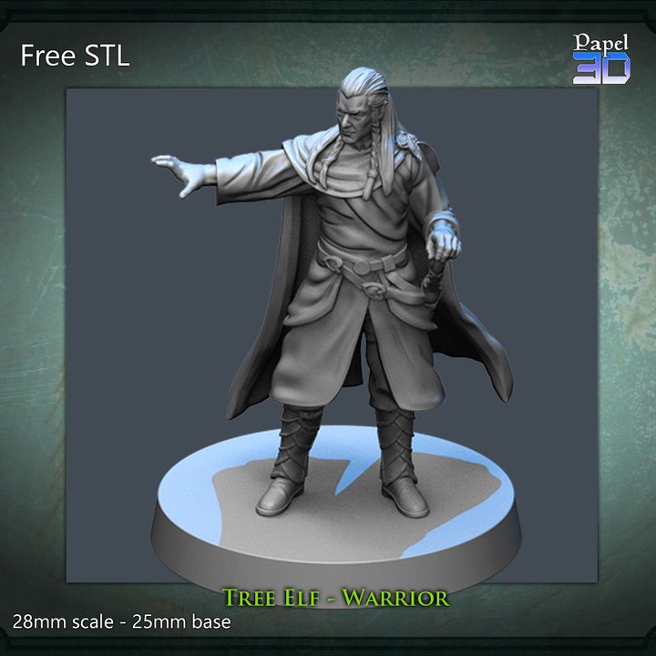 3D Printable FREE STL - Tree Elf Warrior by Papel 3D