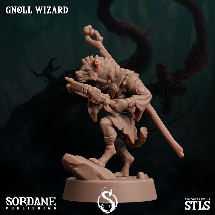 3D Printable Gnoll Wizard by Sordane Publishing