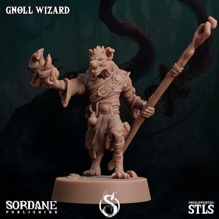 3D Printable Gnoll Wizard by Sordane Publishing