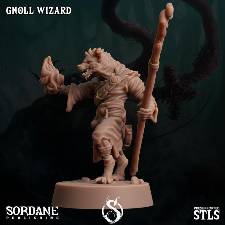 3D Printable Gnoll Wizard by Sordane Publishing