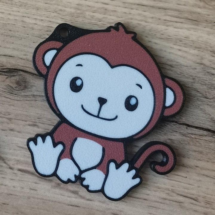 3D Printable Multicolor monkey keychain by BT3D&DeusCat