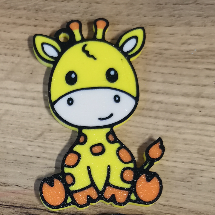 3D Printable Giraffe multicolor keychain by BT3D&DeusCat