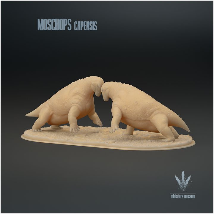 3D Printable Moschops capensis : Fighting by Miniature Museum