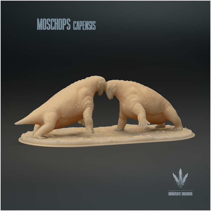 3D Printable Moschops capensis : Fighting by Miniature Museum