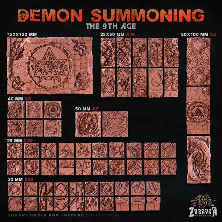 3D Printable Demon Summoning [Square] - Bases and Toppers (The 9th Age ...