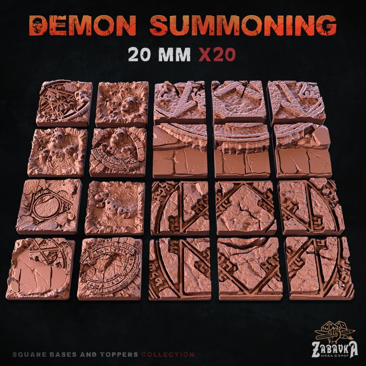 3D Printable Demon Summoning [Square] - Bases and Toppers (Full Set) by ...