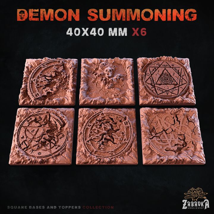3D Printable Demon Summoning [Square] - Bases and Toppers (Full Set) by ...