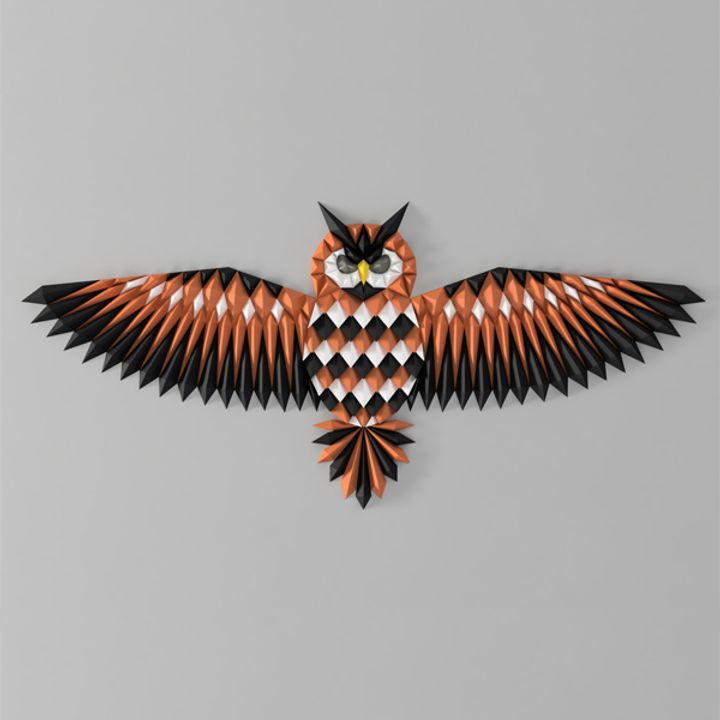 3D Printable Geometric Owl wall art by dgemily