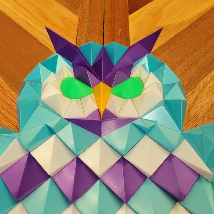3D Printable Geometric Owl wall art by dgemily