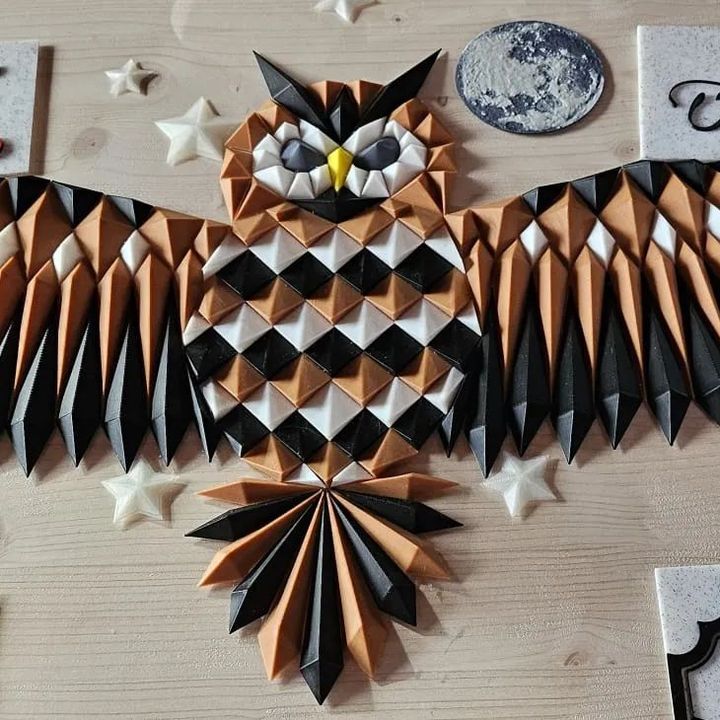 3D Printable Geometric Owl wall art by dgemily