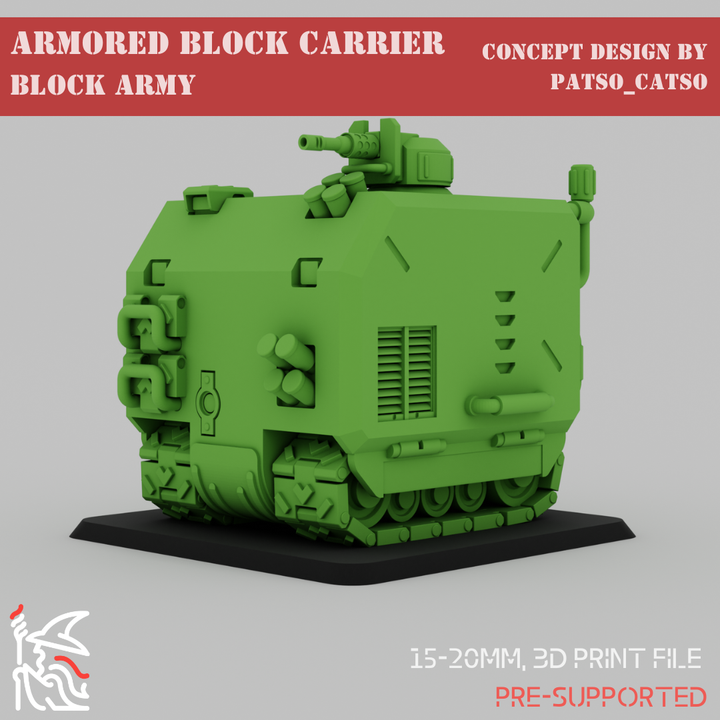 3D Printable [Block Army] Armored Block Carrier by Filamentio
