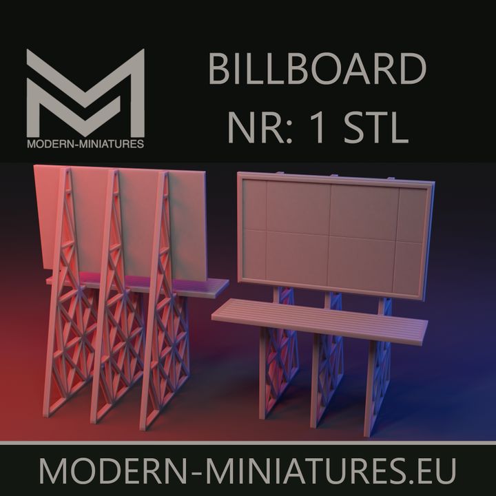 3D Printable Billboard Nr: 1 easy print billboard by Modern-Miniatures.eu