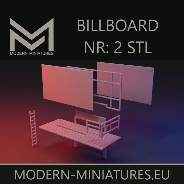 3D Printable Billboard Nr: 2 easy print billboard by Modern-Miniatures.eu