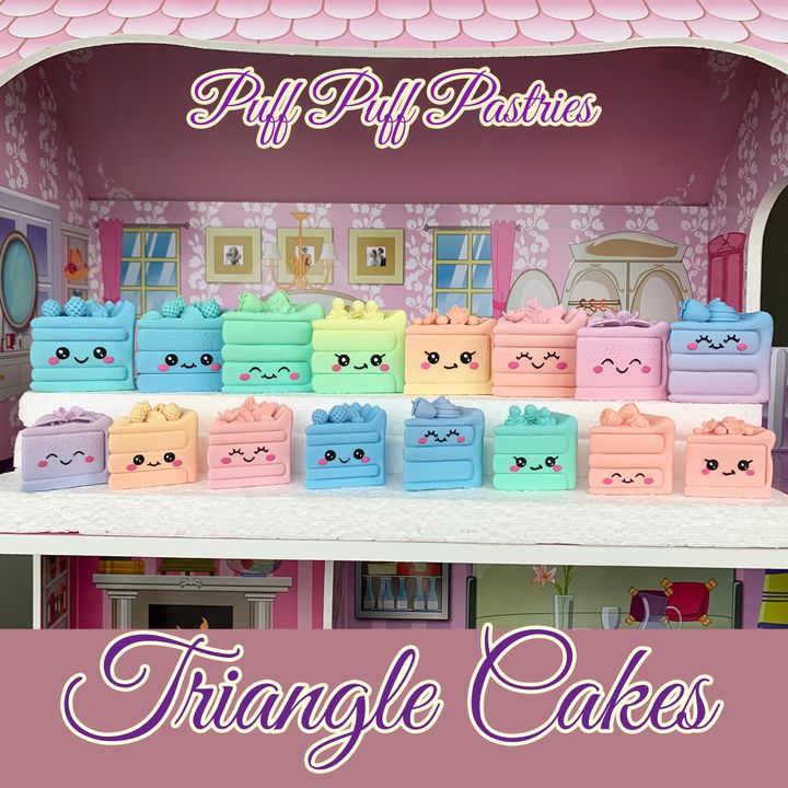 3D Printable Kawaii Triangle Cakes Family by Puff Puff Pastries