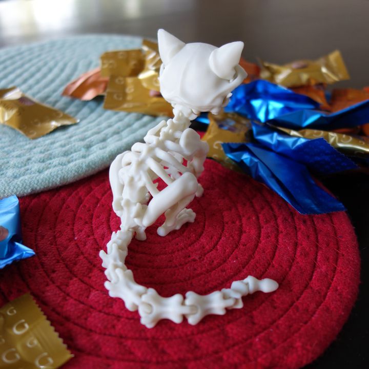 3D Printable Articulated Stylized Cat Skeleton 3D Print-In-Place STL ...
