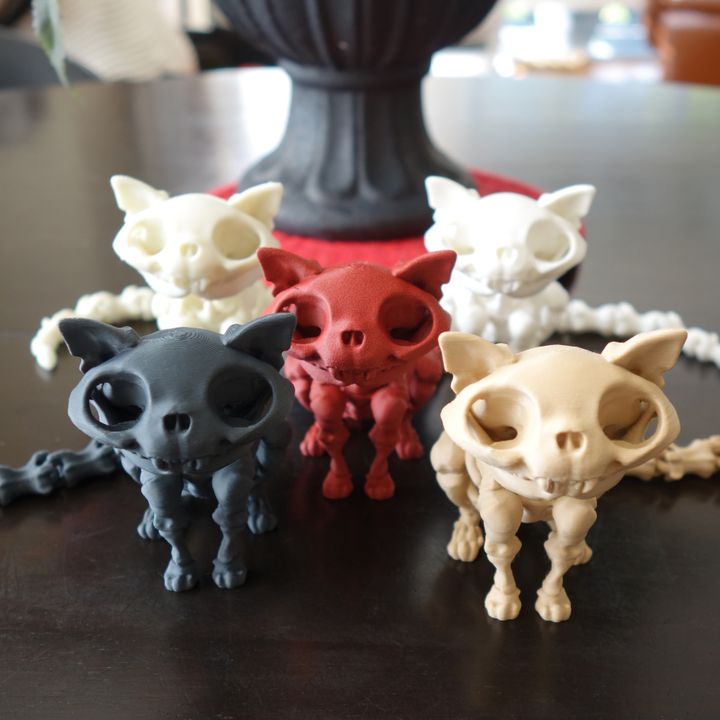 3D Printable Articulated Stylized Cat Skeleton 3D Print-In-Place STL ...