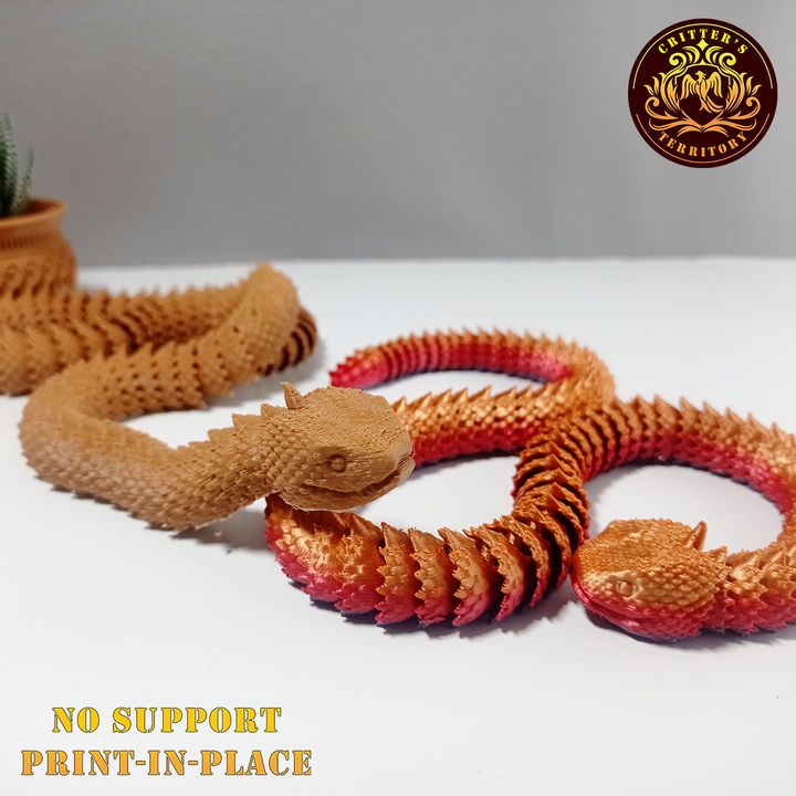 3D Printable Flexi spiky viper snake Articulate No Support by Critters ...