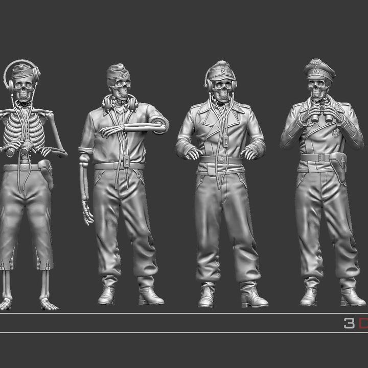 3D Printable german tank crew skeletons by Dmitry Tishchenkov