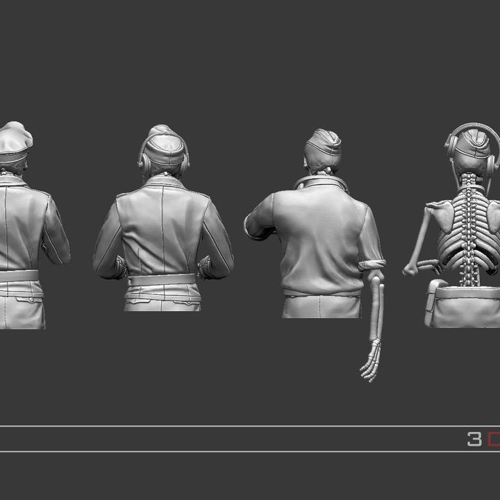 3D Printable german tank crew skeletons by Dmitry Tishchenkov