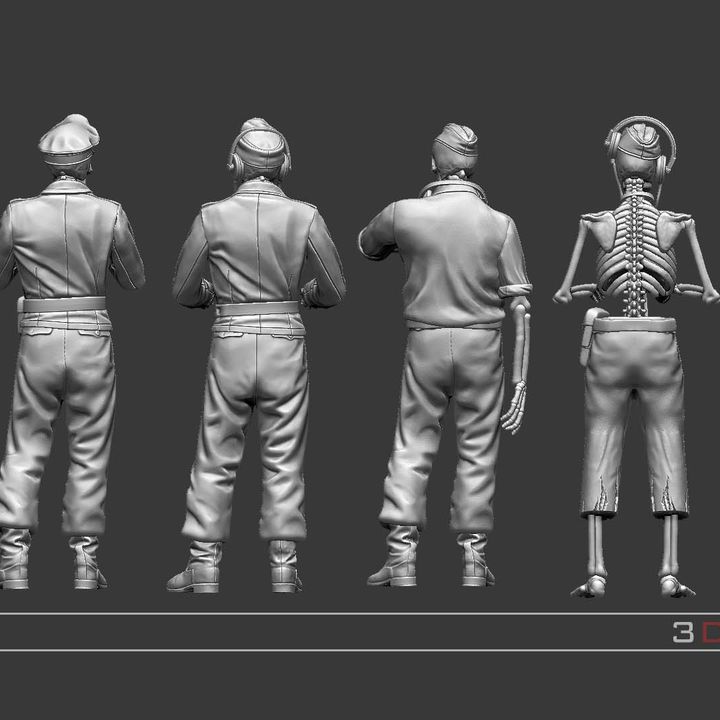 3D Printable german tank crew skeletons by Dmitry Tishchenkov