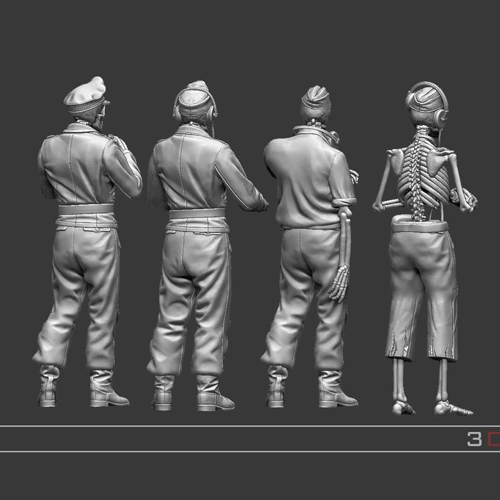 3D Printable german tank crew skeletons by Dmitry Tishchenkov