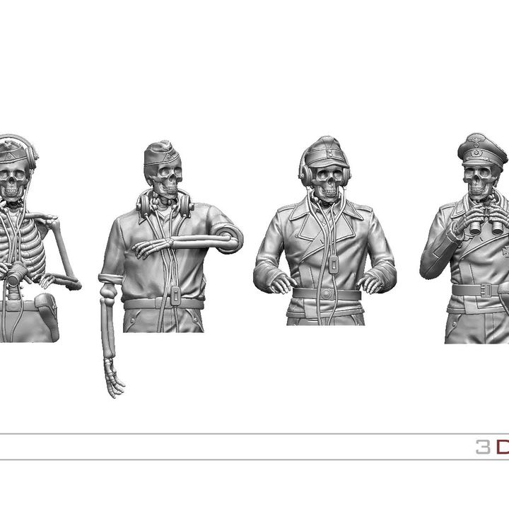3D Printable german tank crew skeletons by Dmitry Tishchenkov