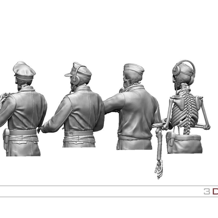 3D Printable german tank crew skeletons by Dmitry Tishchenkov