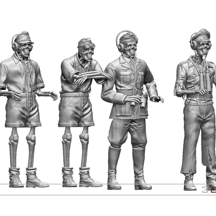 3D Printable german tank crew skeletons by Dmitry Tishchenkov