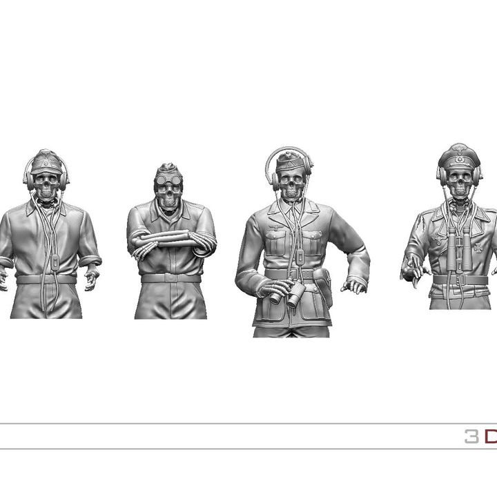 3D Printable german tank crew skeletons by Dmitry Tishchenkov
