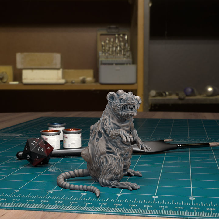 3D Printable Plagued Giant Rat 02 [Pre-Supported] by TytanTroll Miniatures