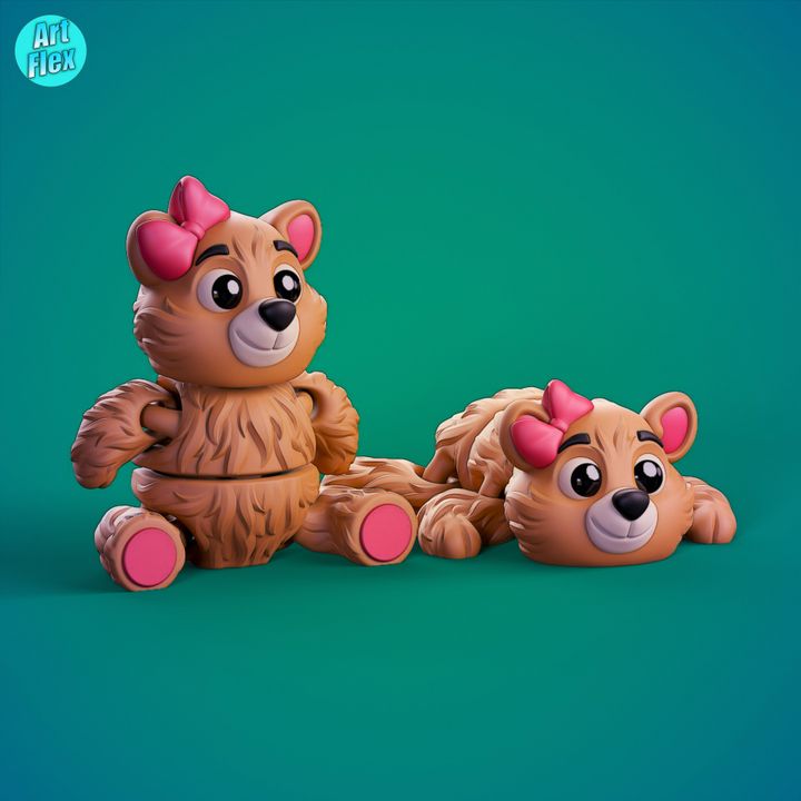 3D Printable Flexi Teddy Bear Print In Place STL/3MF by ArtFlex