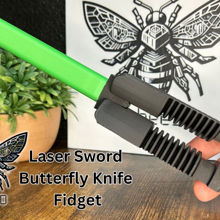 3D Printable HyBee3D - Laser Sword Butterfly Knife by Hy Burleson