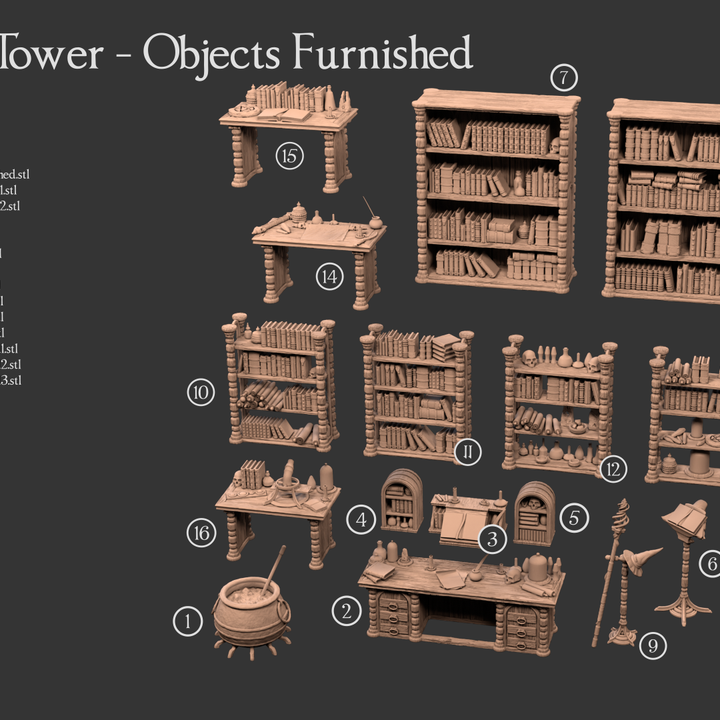 3D Printable Wizard Tower Objects & Props by Making Tlon