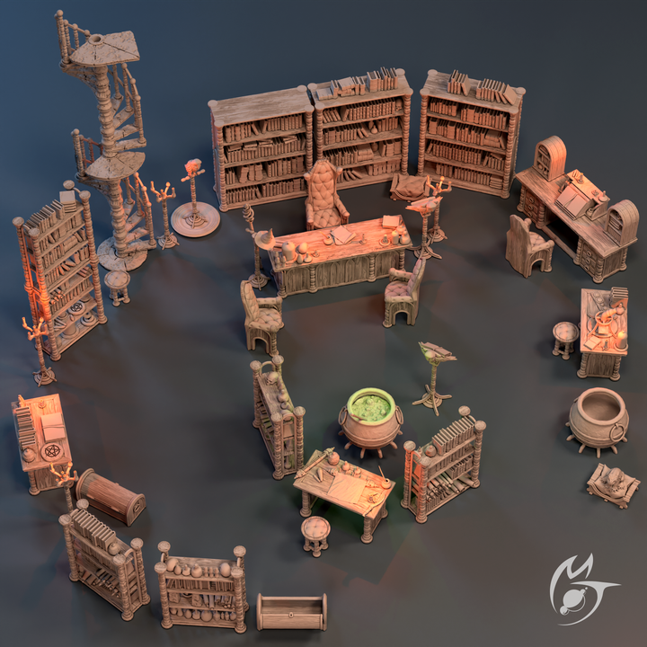 3D Printable Wizard Tower Objects & Props by Making Tlon