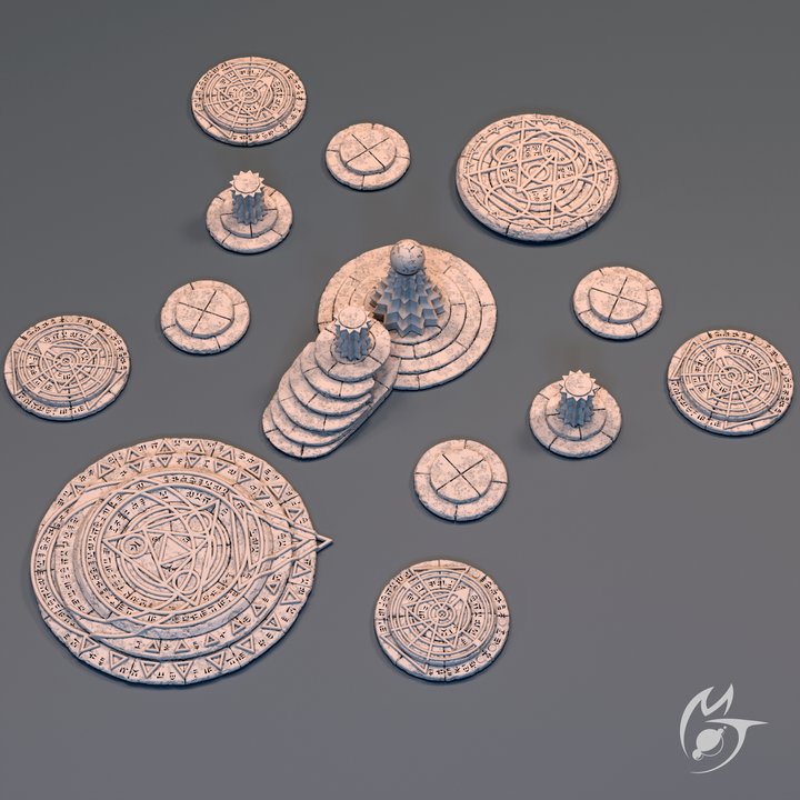 3D Printable Wizard Tower Magic Circles & Orb by Making Tlon
