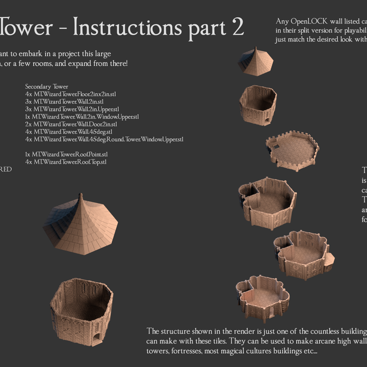 3D Printable Wizard Tower - modular OpenLOCK structure by Making Tlon