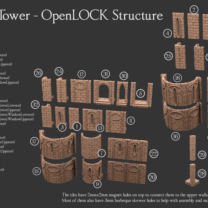 3D Printable Wizard Tower - modular OpenLOCK structure by Making Tlon