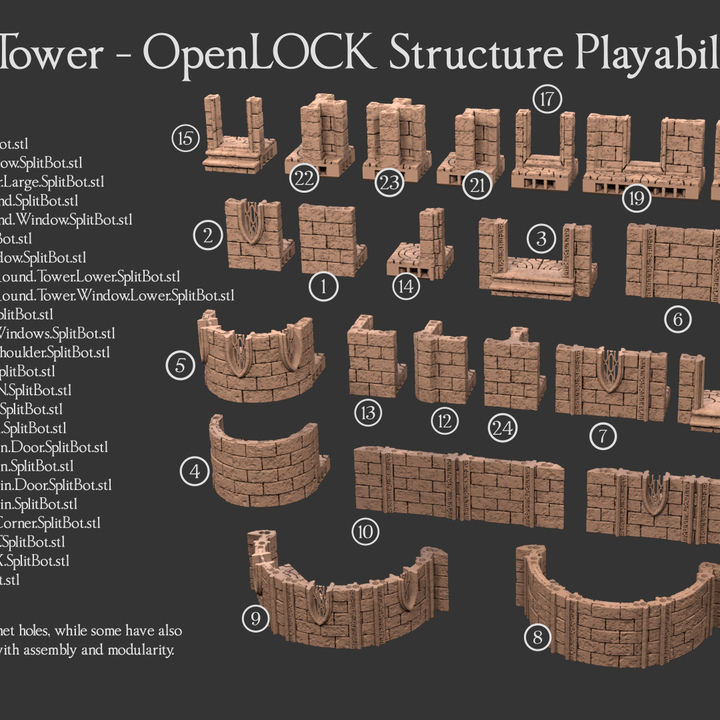 3D Printable Wizard Tower - modular OpenLOCK structure by Making Tlon