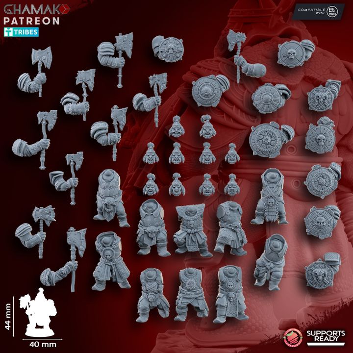 3D Printable Black waste orcs melee weapon & shield by Ghamak