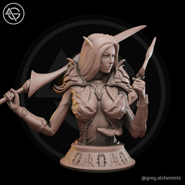3D Printable Miniature Bust - Rina the Drow Demon Hunter, DnD Minis - Fantasy Character Bust for ...