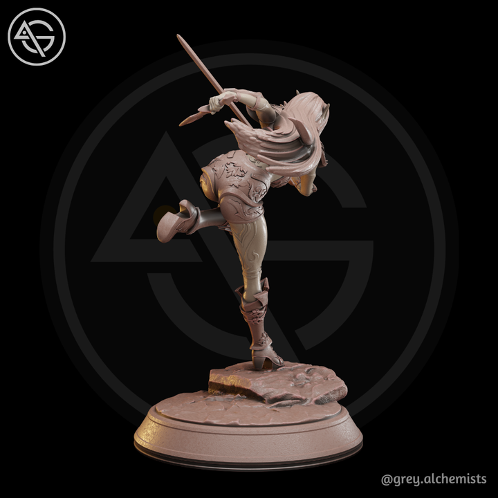 3D Printable Rina the Drow Demon Hunter, Attack Pose 2, Fantasy Character in 32mm & 75mm - DnD ...