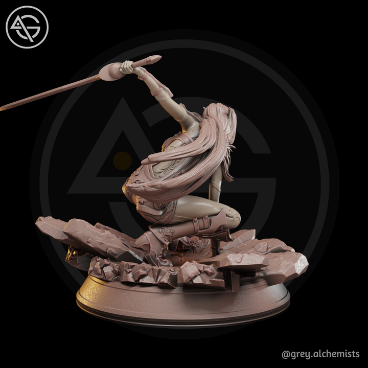 3D Printable Rina the Drow Demon Hunter in Crouching Pose, DnD ...