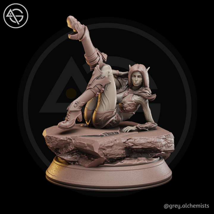3D Printable Rina the Drow Demon Hunter in Chilling Pose, DnD Miniatures - Fantasy Character in ...