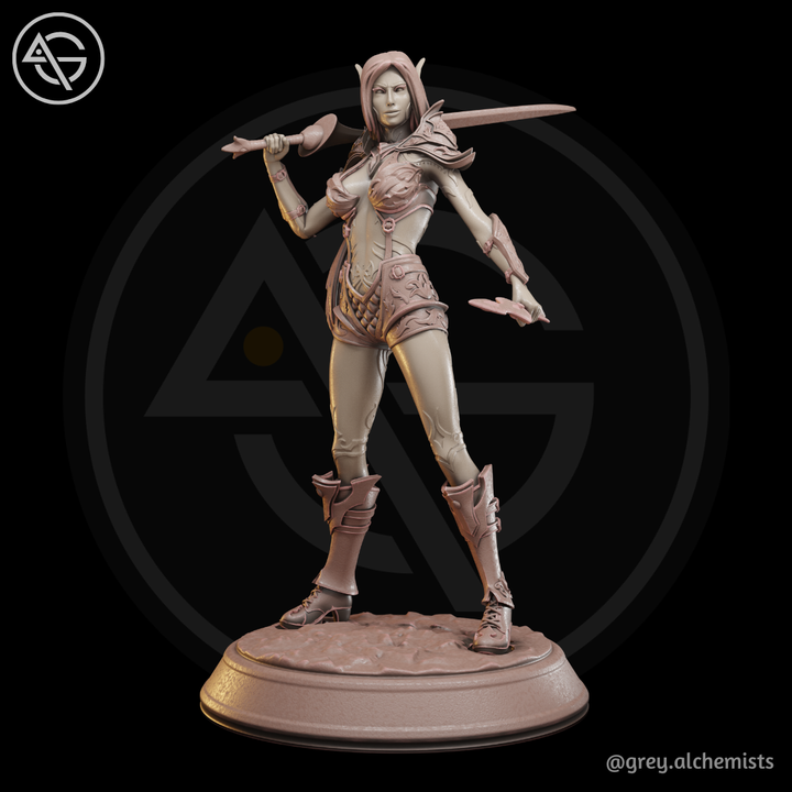 下载 Rina the Drow Demon Hunter, DnD Miniatures - Fantasy Character in 32mm & 75mm - DnD STL (Pre ...