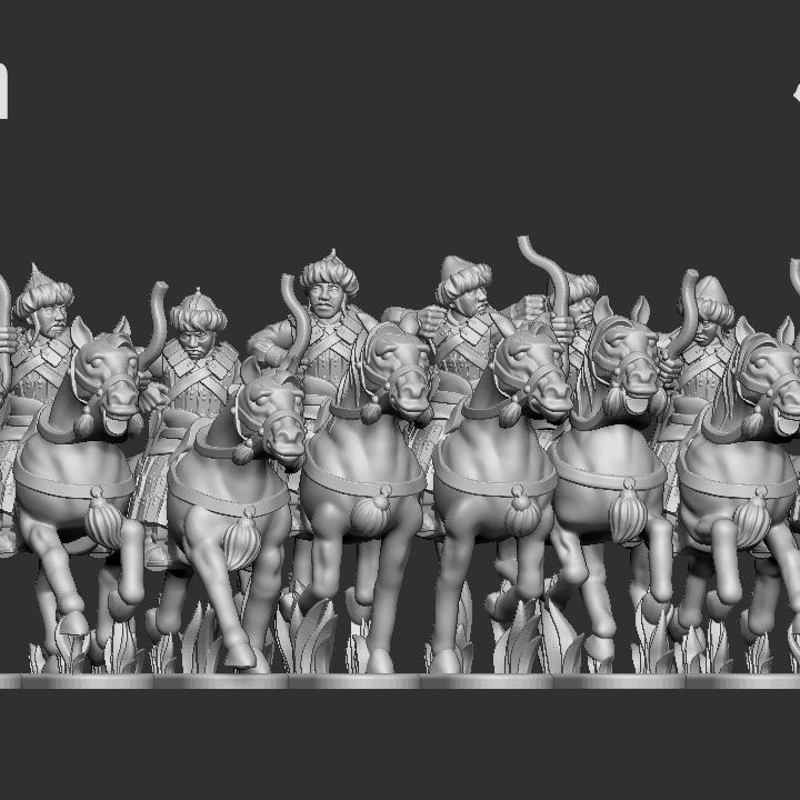 3D Printable 28mm Jurchen-Jin Light Armoured Bow Horse by Ten Kingdoms ...