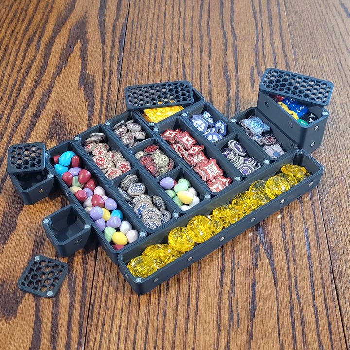 3D Printable 1x1x2 Magnetic Modular Token Storage Tray by JACT Prints