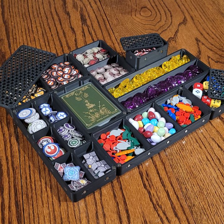 3D Printable 1x1x2 Magnetic Modular Token Storage Tray by JACT Prints