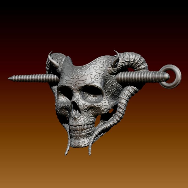 3D Printable Skull hair clip by Lionel Rigollet
