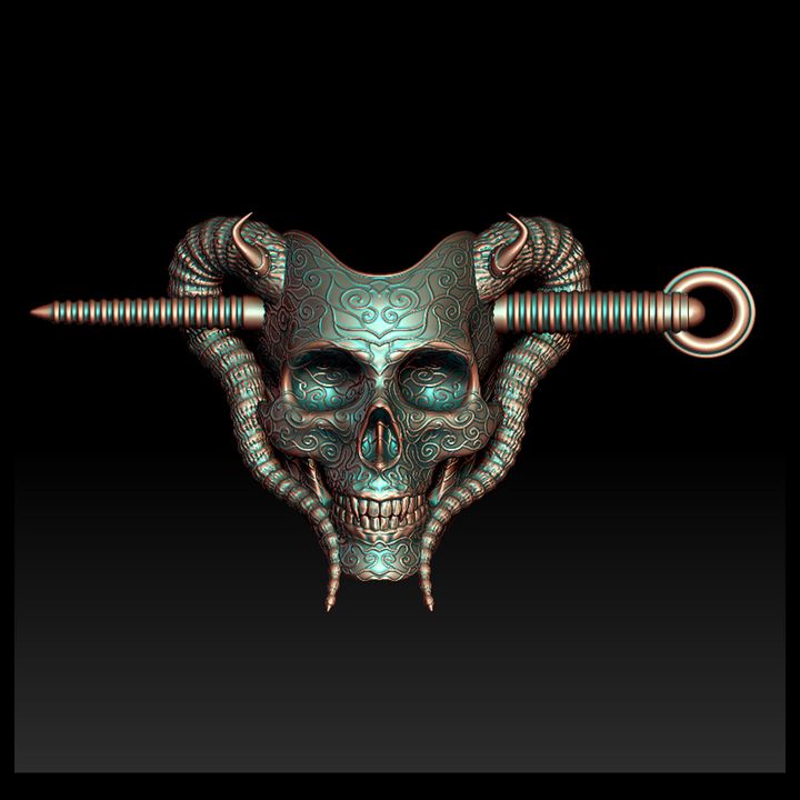 3D Printable Skull hair clip by Lionel Rigollet