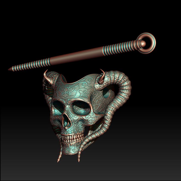 3D Printable Skull hair clip by Lionel Rigollet